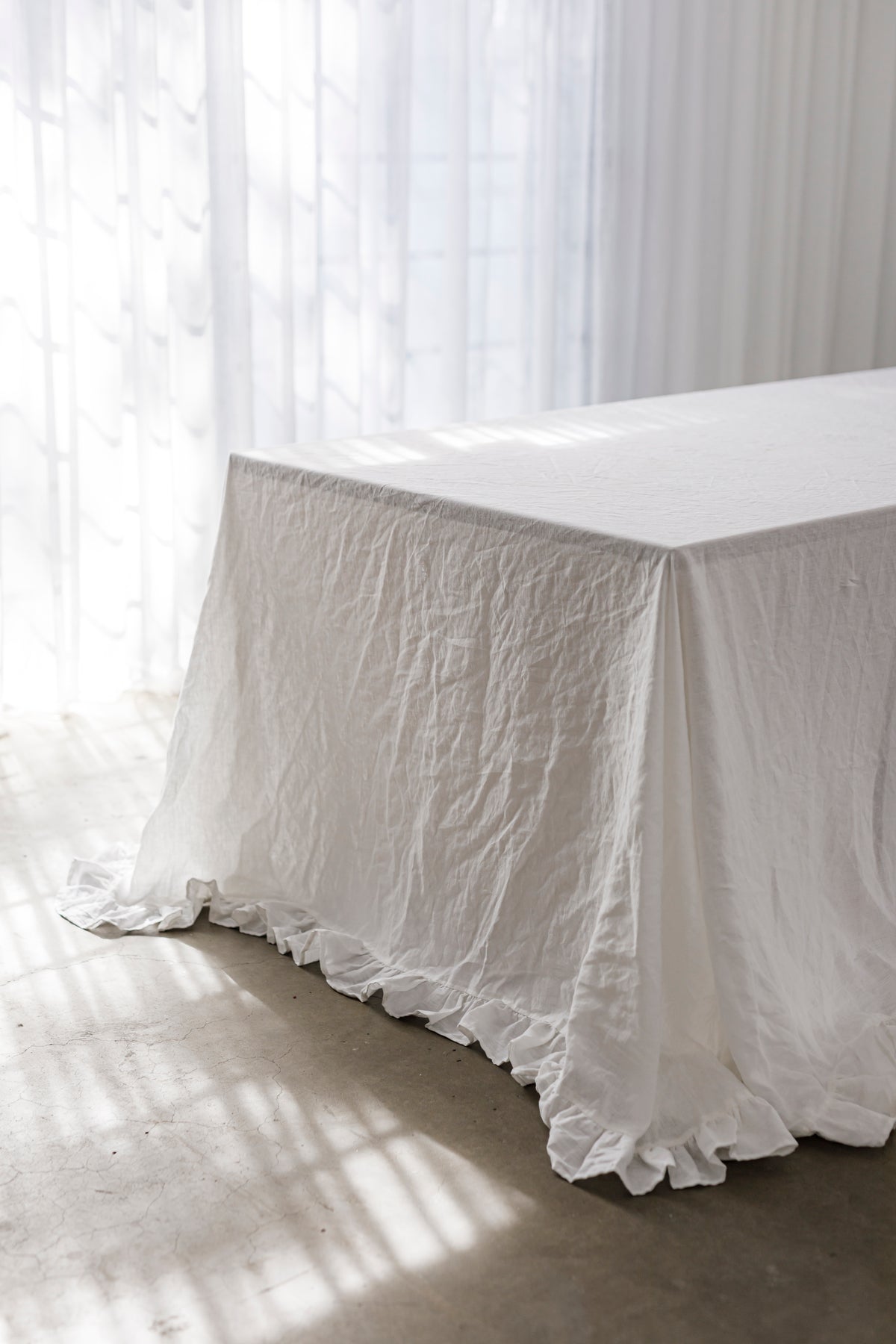 Ruffled White French Linen Tablecloth | For Love & Living Australia ...